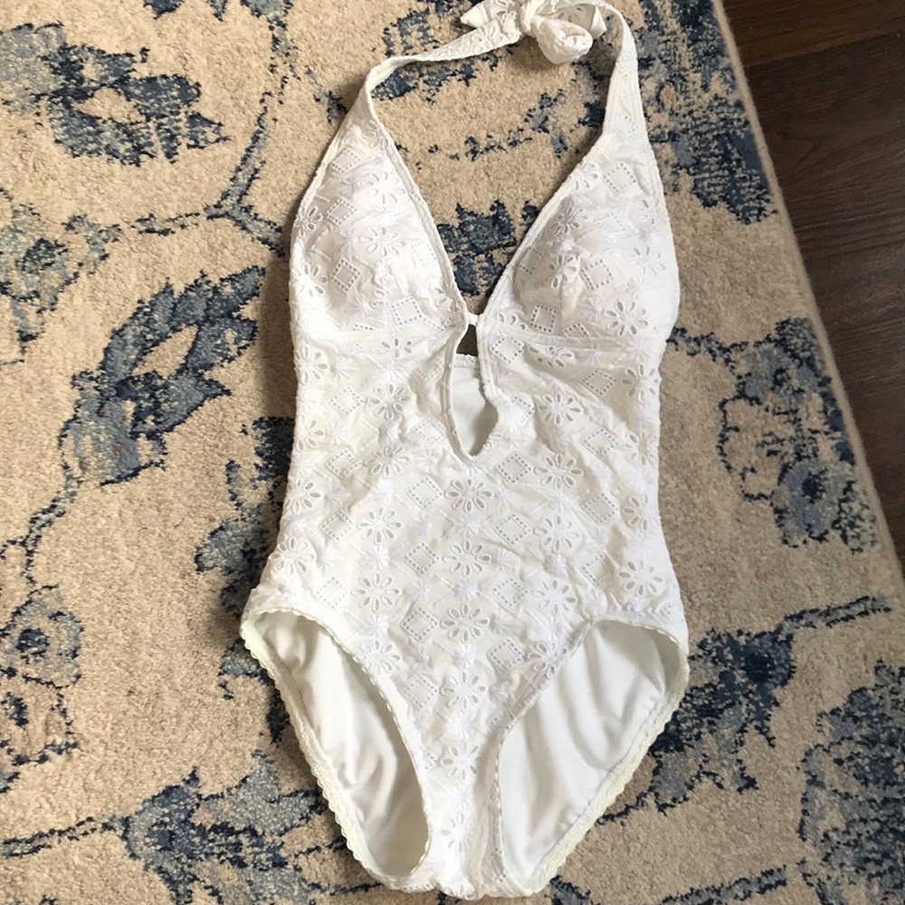 Kate Spade Half Moon Bay Eyelet Swimsuit - Gem
